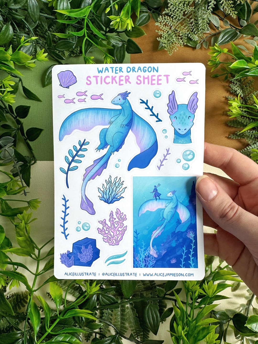 Sea Dragon Sticker Sheet - Magical Fantasy Water Ocean Stickers - Dnd ...