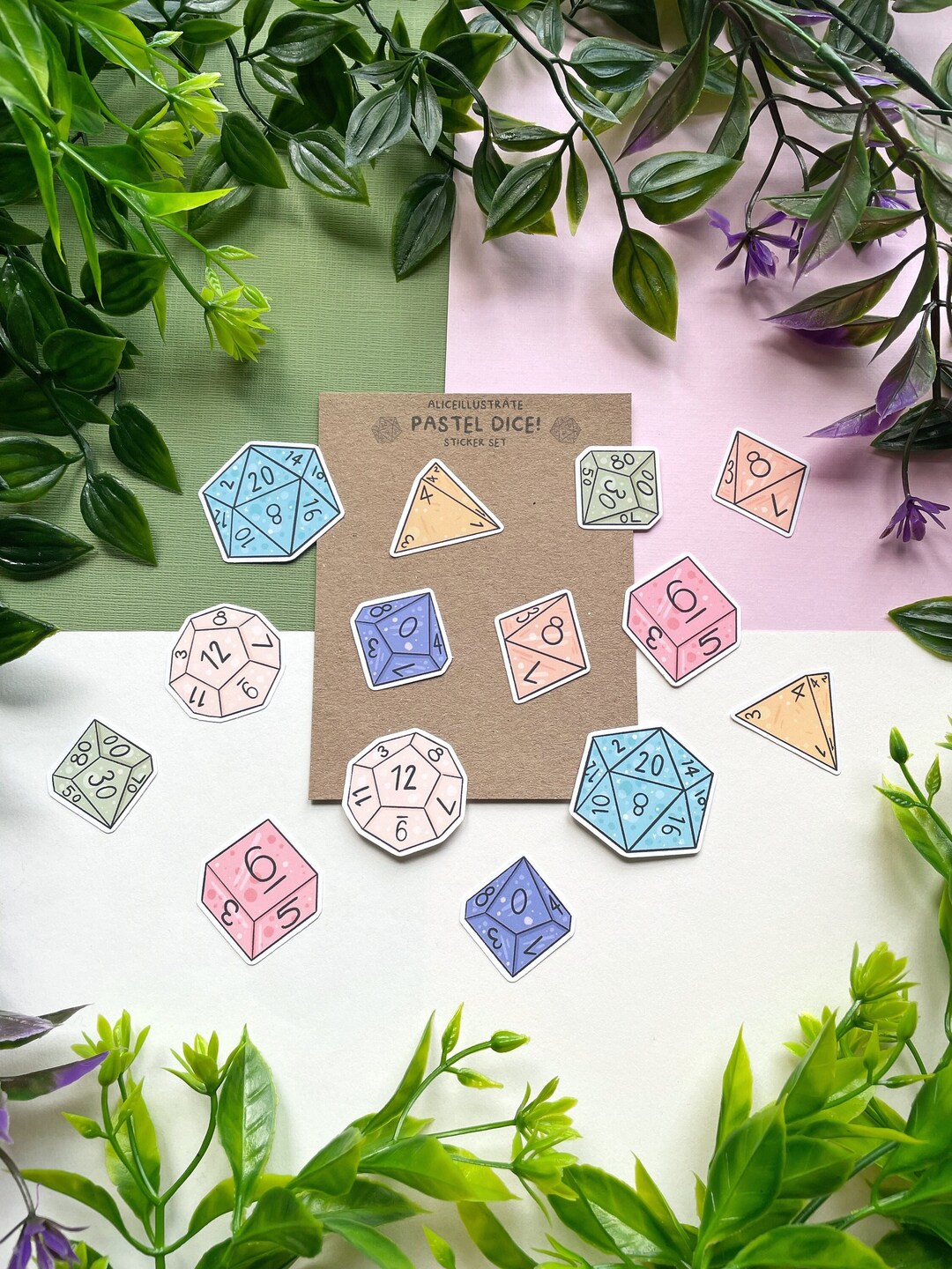 Pastel Dice Sticker Pack Dnd Gaming Dungeons and Dragons Stickers ...