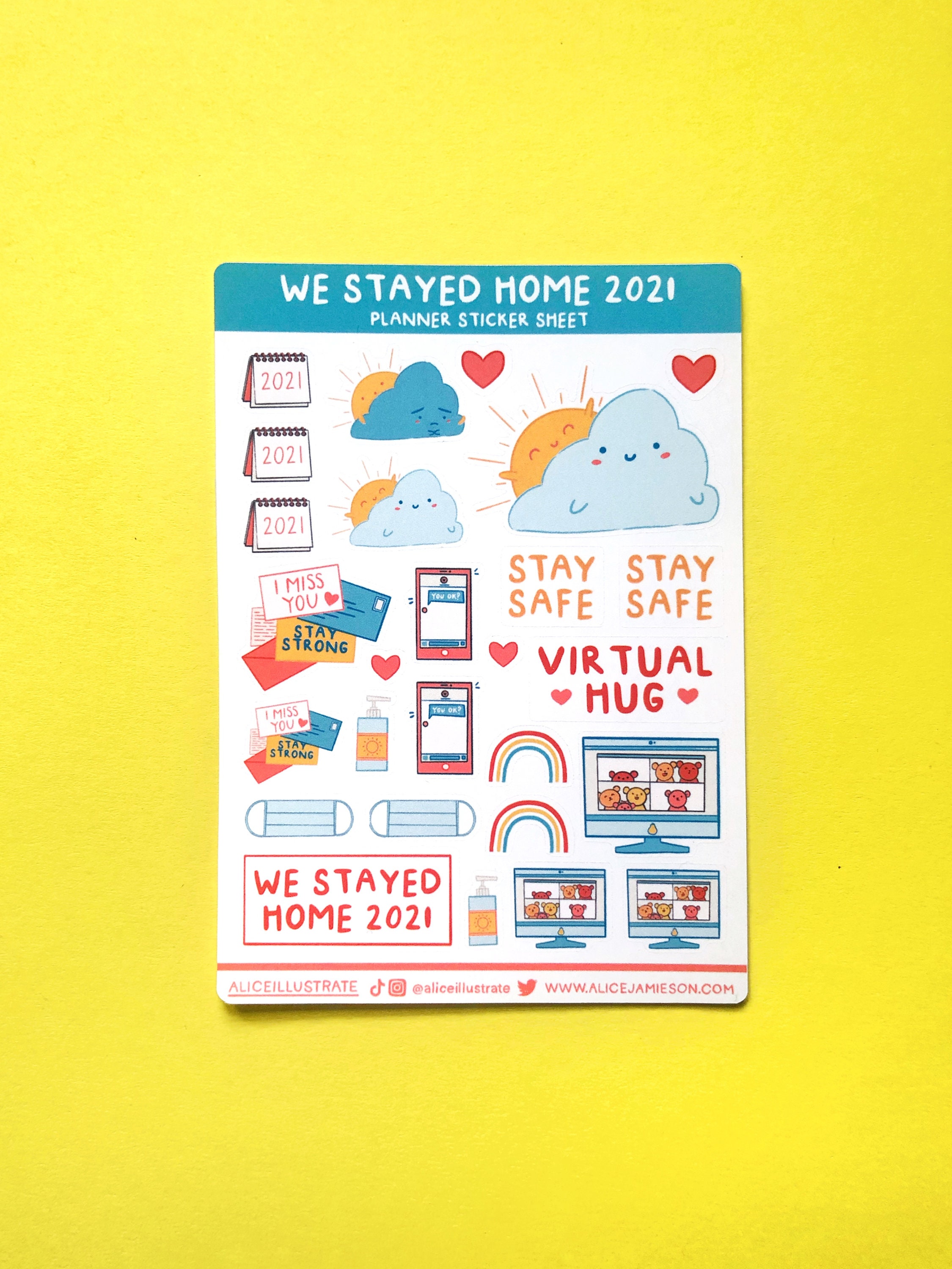 Stay Home 2021 Planner Stickers - Kawaii Lockdown Sticker Sheet ...