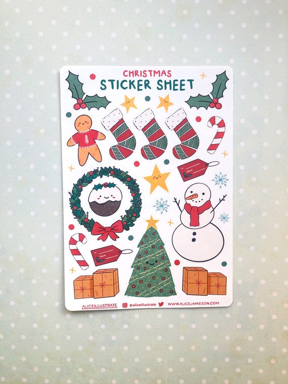 Embellishments Papercraft Stickers Sticker sheet Festive Christmas etna ...