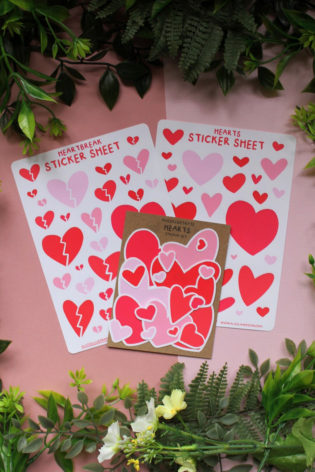 Hearts and Heartbreak Bumper Sticker Pack - Kawaii Valentines Love ...