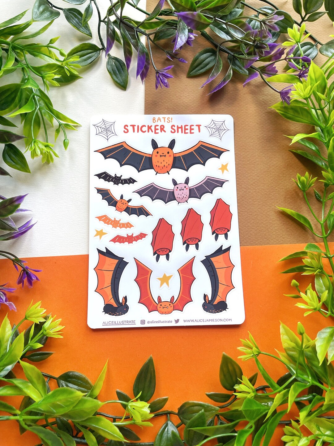 Bat Sticker Sheet - Halloween Spooky Animal Kawaii Stickers ...