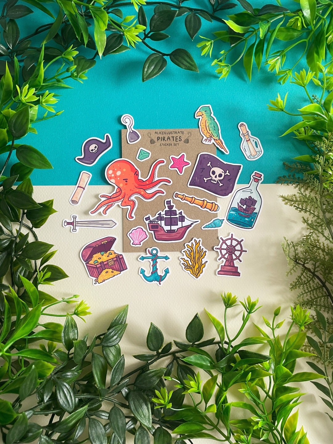 Pirate Sticker Pack | Nautical Fantasy Art Die Cut Kawaii Gift | Ocean ...