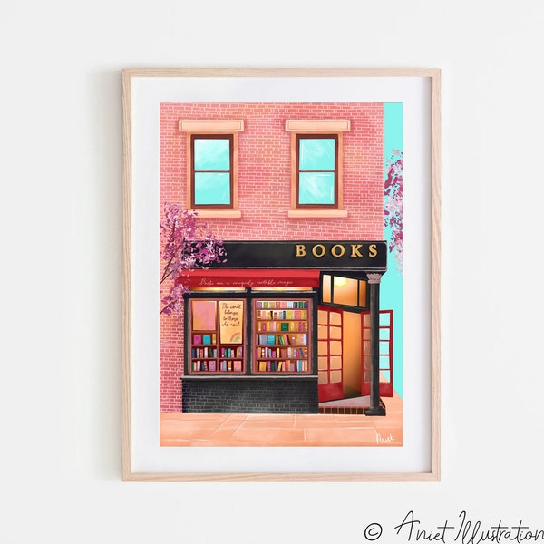Bookshop Print - Etsy