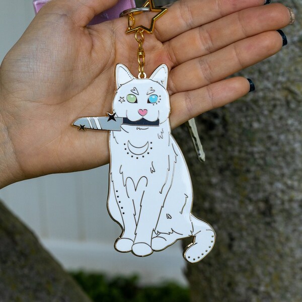 White Cat With Knife - Etsy