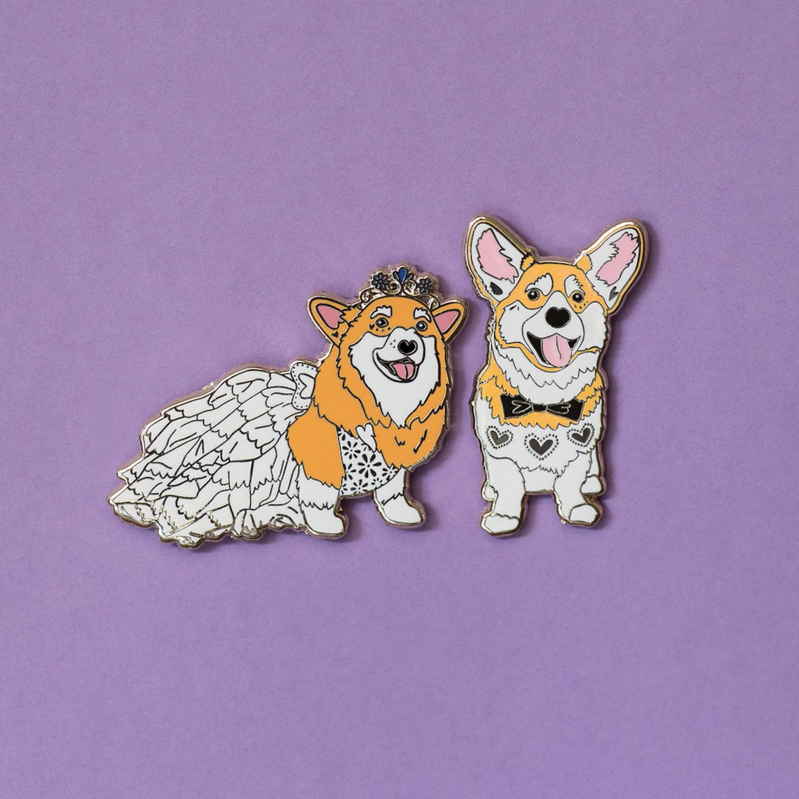 Corgis in Ruv Couple Hazelbear & Wally Wedding Pin With Rubber - Etsy
