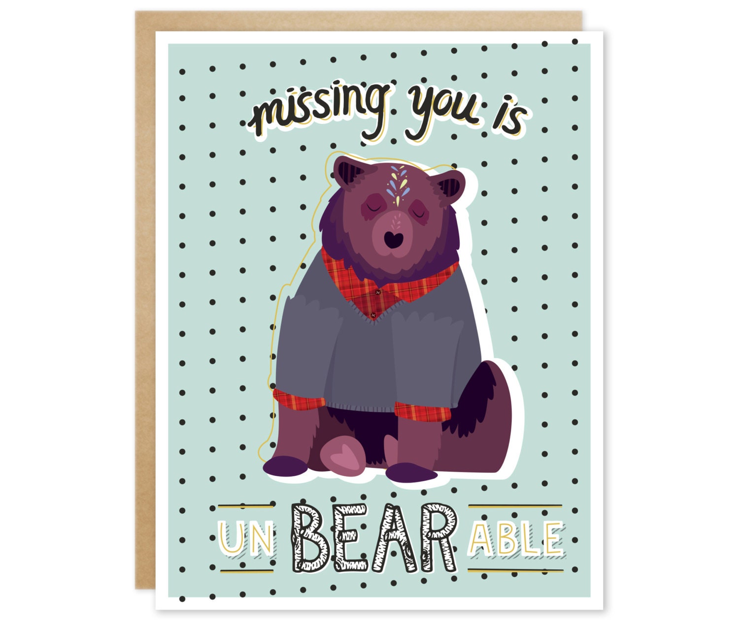 Handmade Miss You Greeting Card Missing You is Unbearable - Etsy
