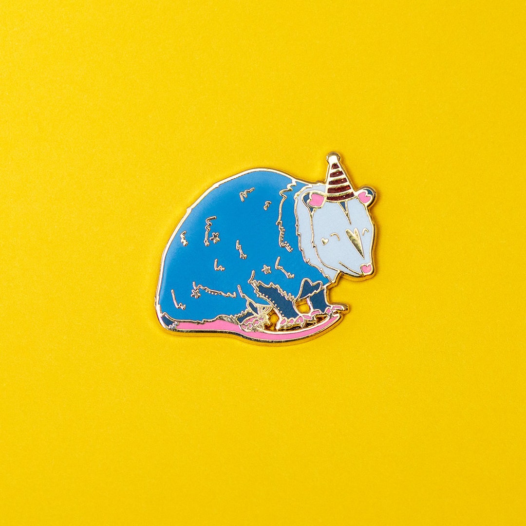 Party Opossum Enamel Pin With Rubber Clasp // Hard Enamel - Etsy