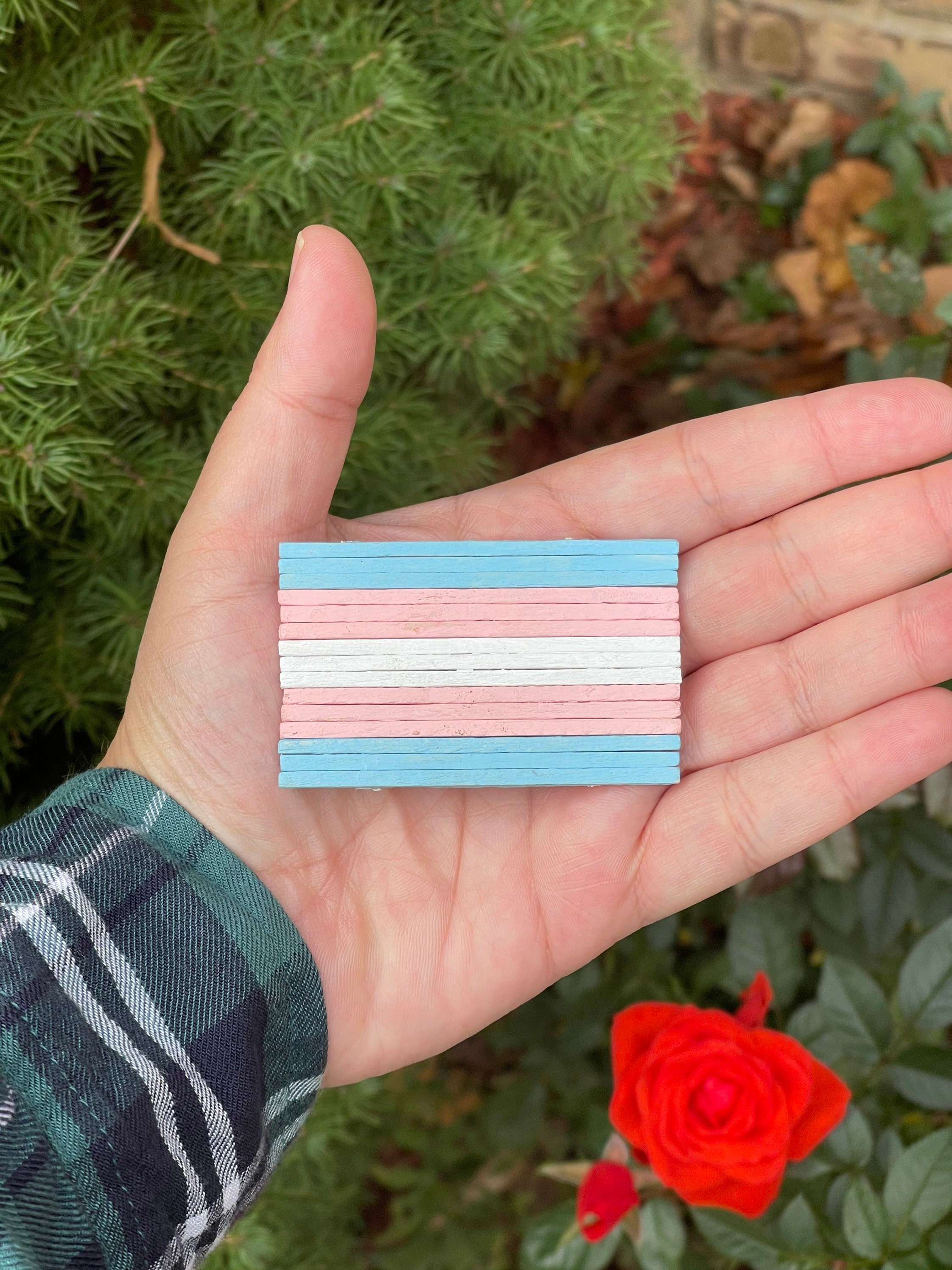 Trans Flag Ornament, Transgender Pride, Handmade Wood Ornament, Trans ...