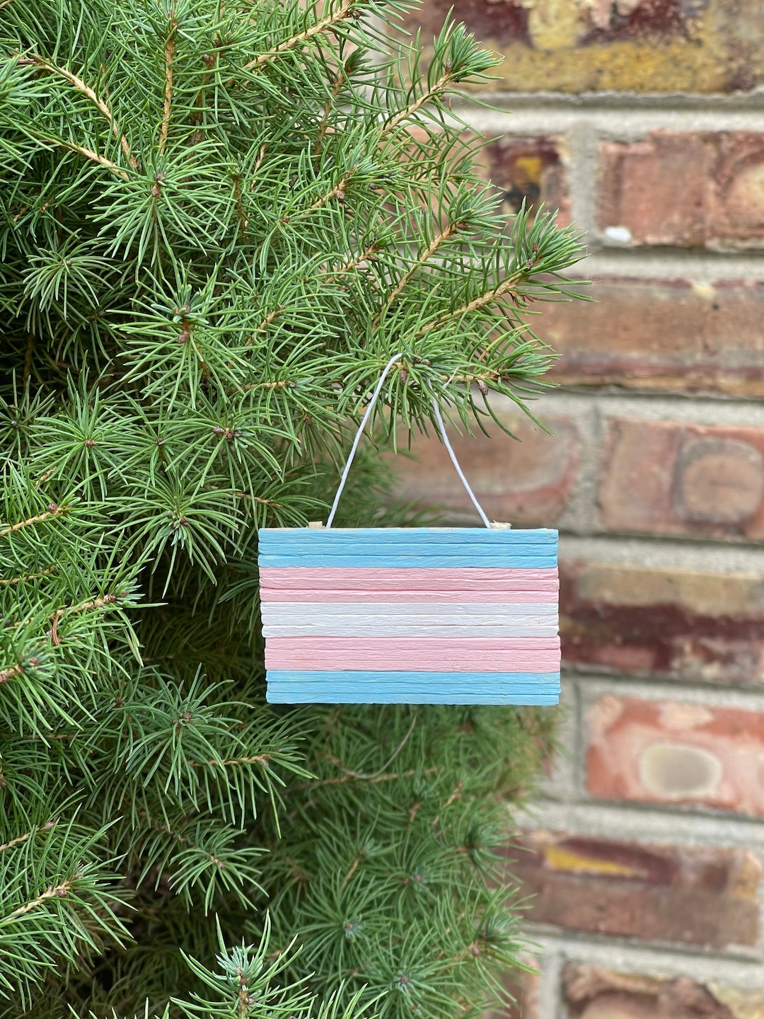 Trans Flag Ornament, Transgender Pride, Handmade Wood Ornament, Trans ...