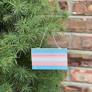 Trans Flag Ornament, Transgender Pride, Handmade Wood Ornament, Trans ...