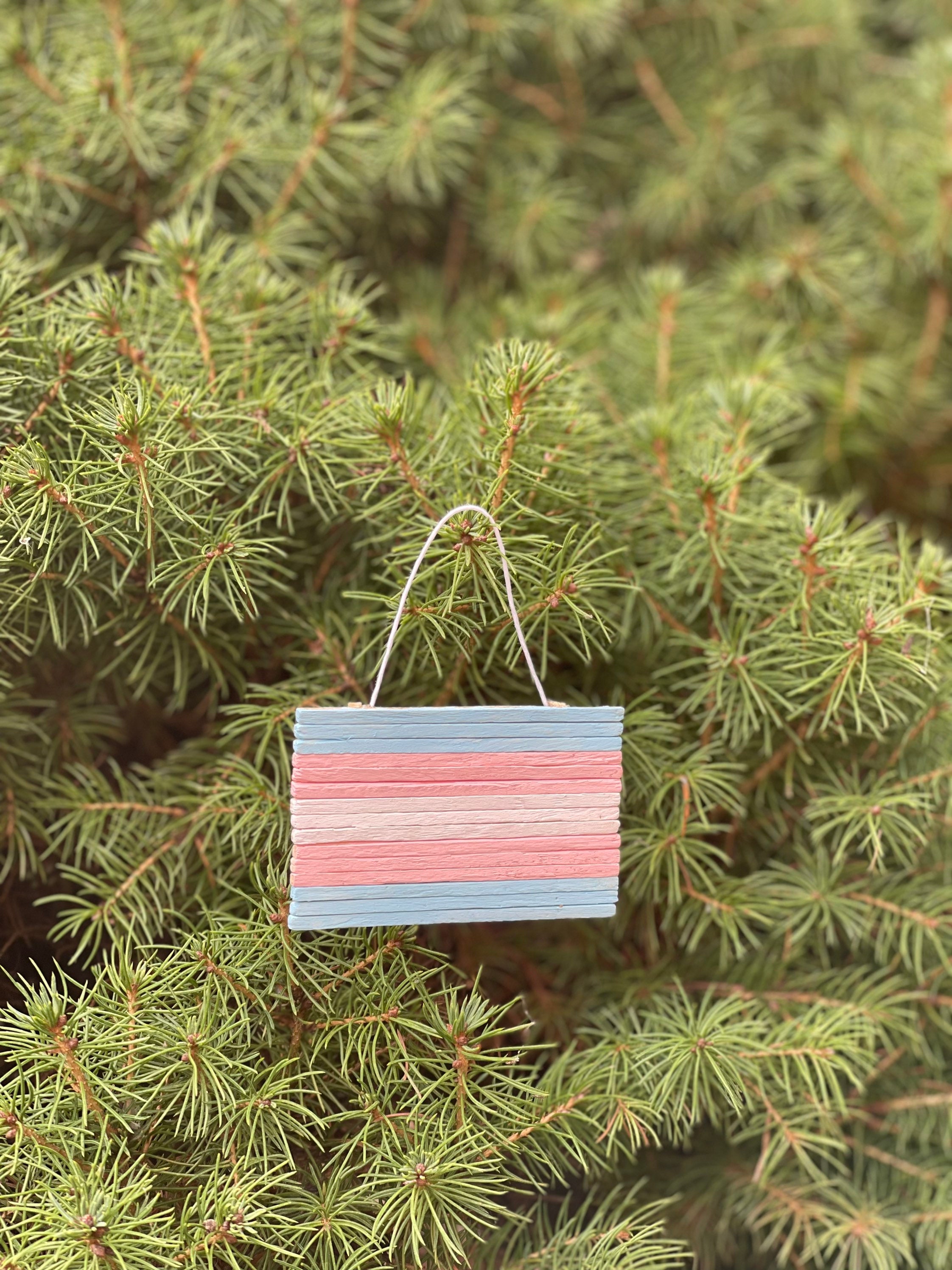 Trans Flag Ornament, Transgender Pride, Handmade Wood Ornament, Trans ...