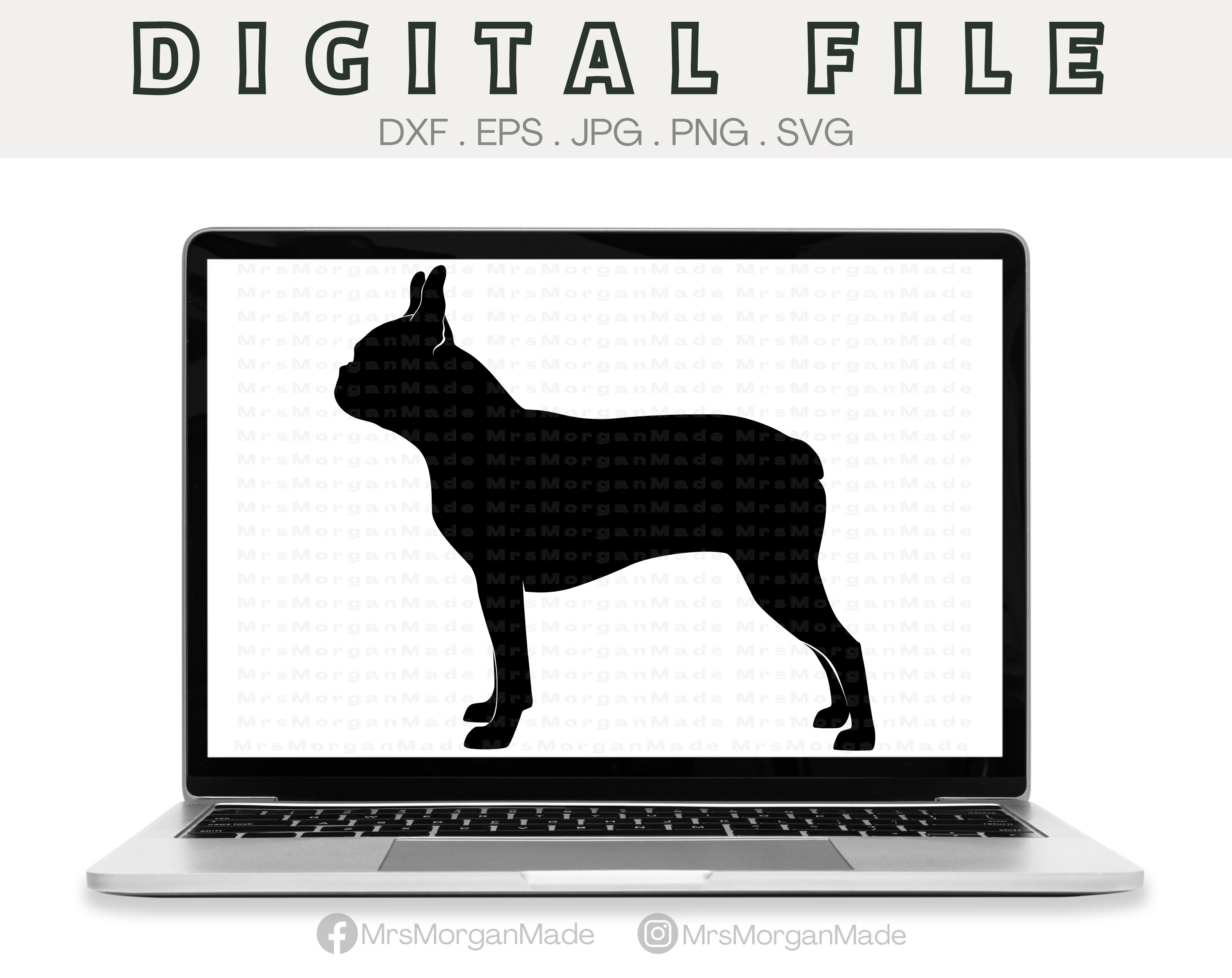 Boston Terrier Dog Dxf Eps Jpg Png Svg, Instant Digital File Download ...