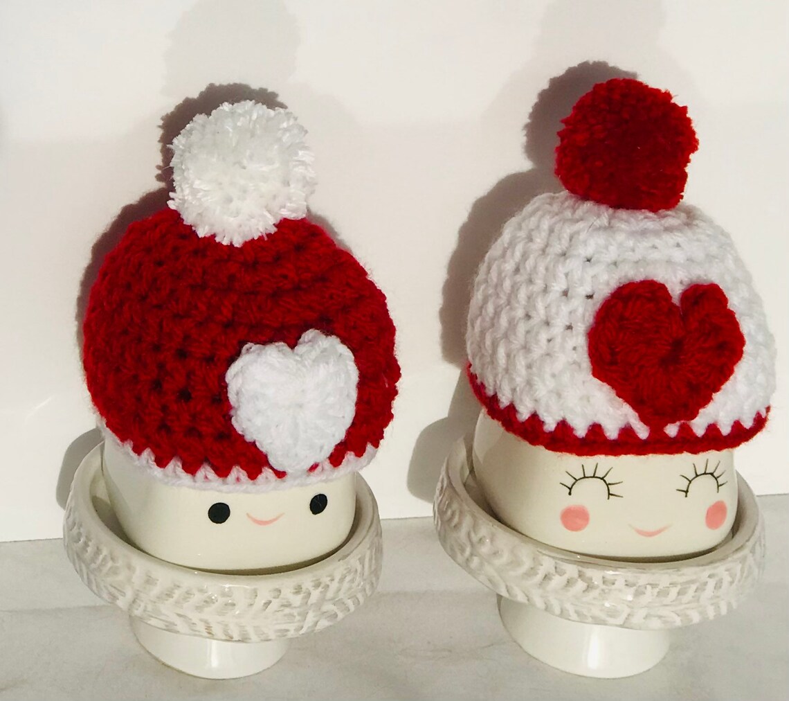 Valentines Marshmallow Mug Hats / Red and White Mug Hat Set / | Etsy