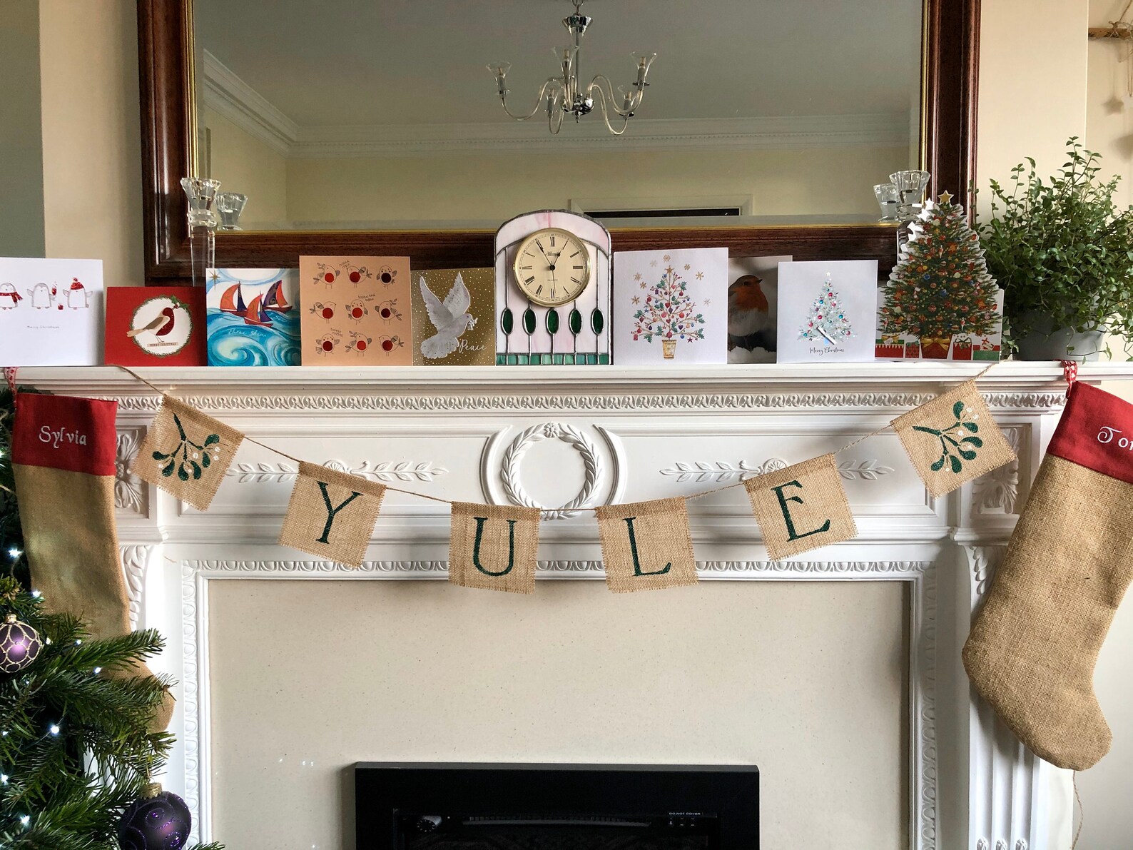 YULE Burlap Banner. Yule Pagan Garland. Yule and Mistletoe | Etsy