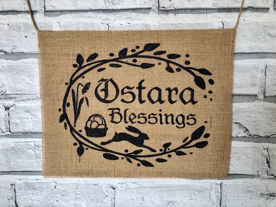 OSTARA BLESSINGS Bunting. PAGAN Garland Burlap Banner. Spring Easter ...