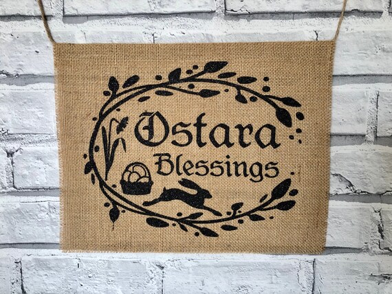 OSTARA BLESSINGS Bunting. PAGAN Garland Burlap Banner. Spring - Etsy