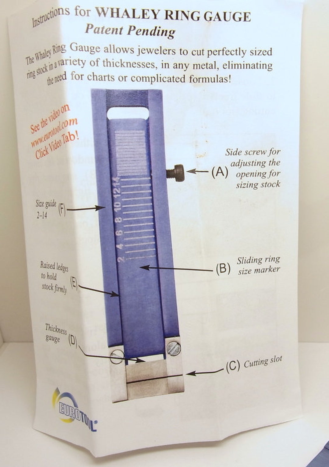 Whaley Ring Gauge Exact Making Jewelry Tool With Instructions for ...