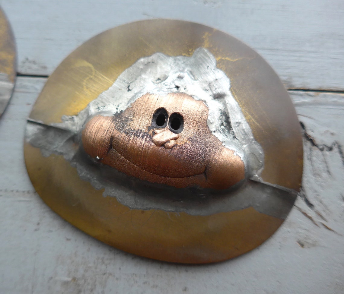 Japanese Vintage 970's Set of Three Brass Molds Face | Etsy