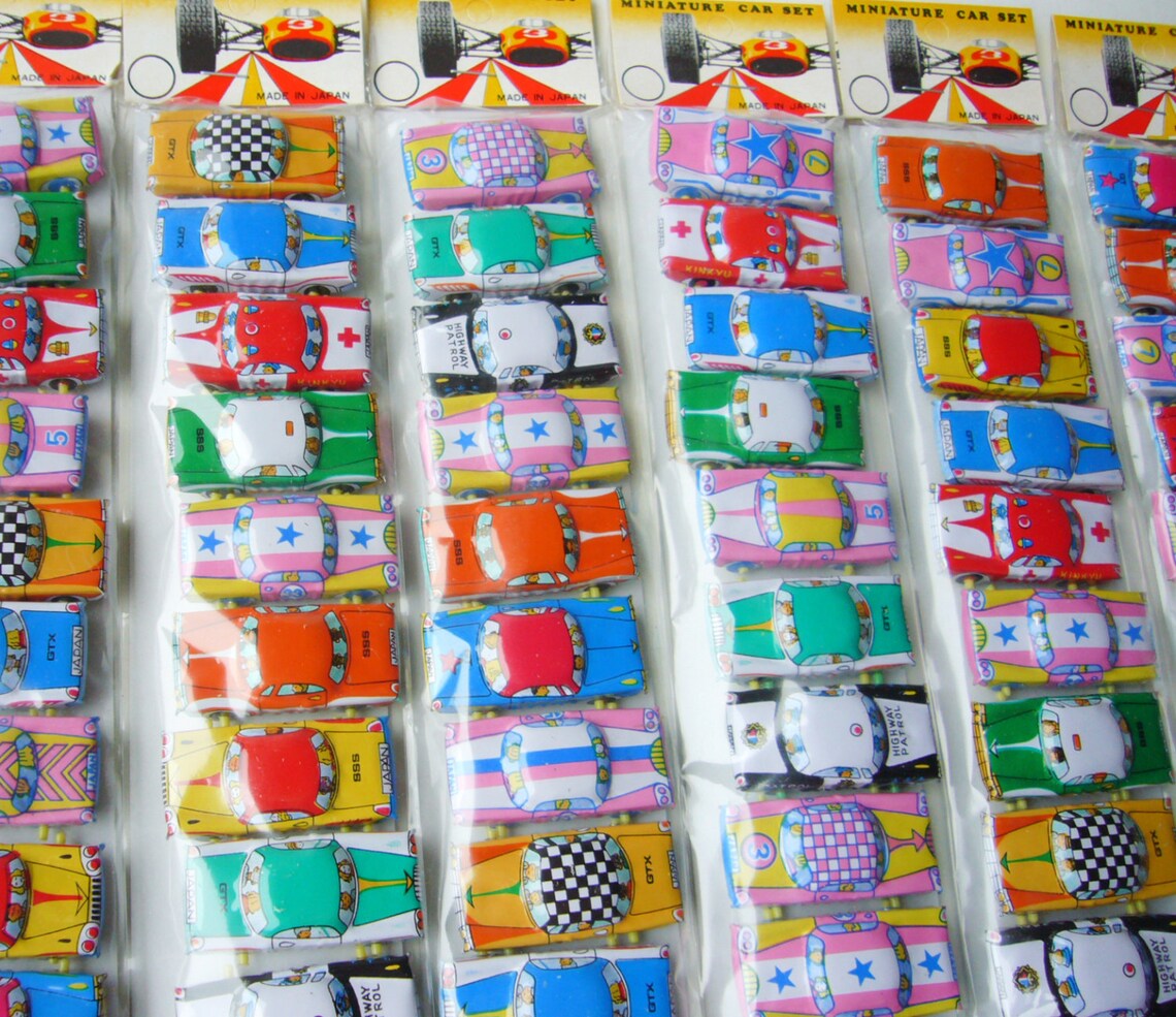 JAPANESE VINTAGE Set of 10 Cute Colorful Tin Mini / Tiny Cars - Etsy