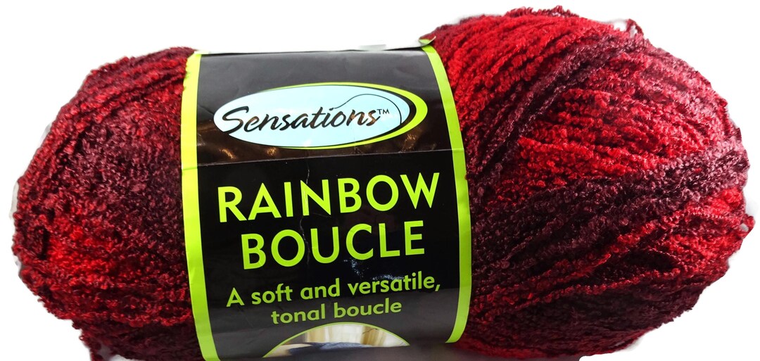 Sensations Rainbow Boucle Yarn Red Print Knit Crochet Craft - Etsy