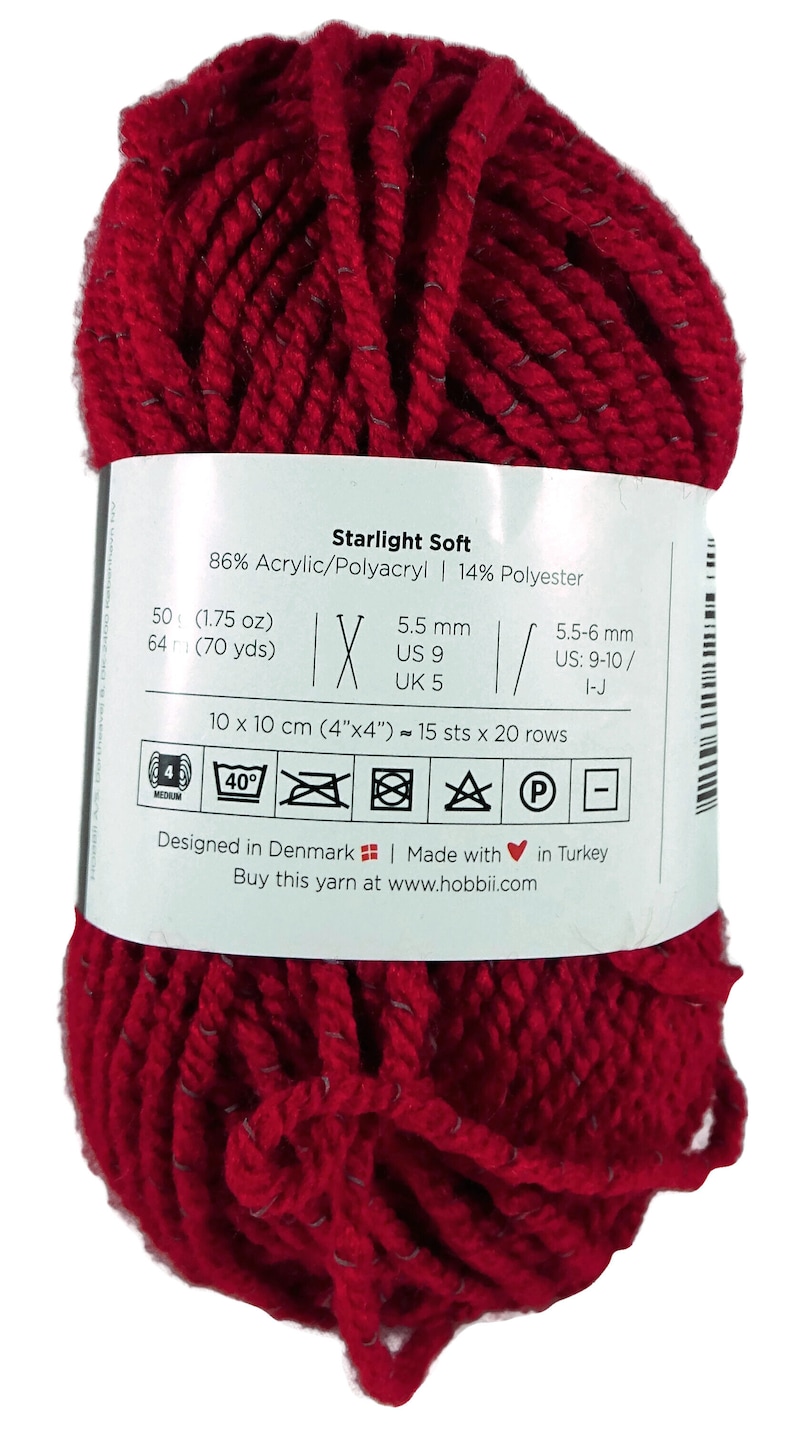 Hobbii Starlight Soft Yarn Scarlet 18 Red Knitting Crochet Craft - Etsy