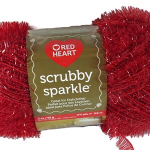 Red Heart Scrubby Sparkle Yarn Strawberry Red Knitting Crochet Craft - Etsy