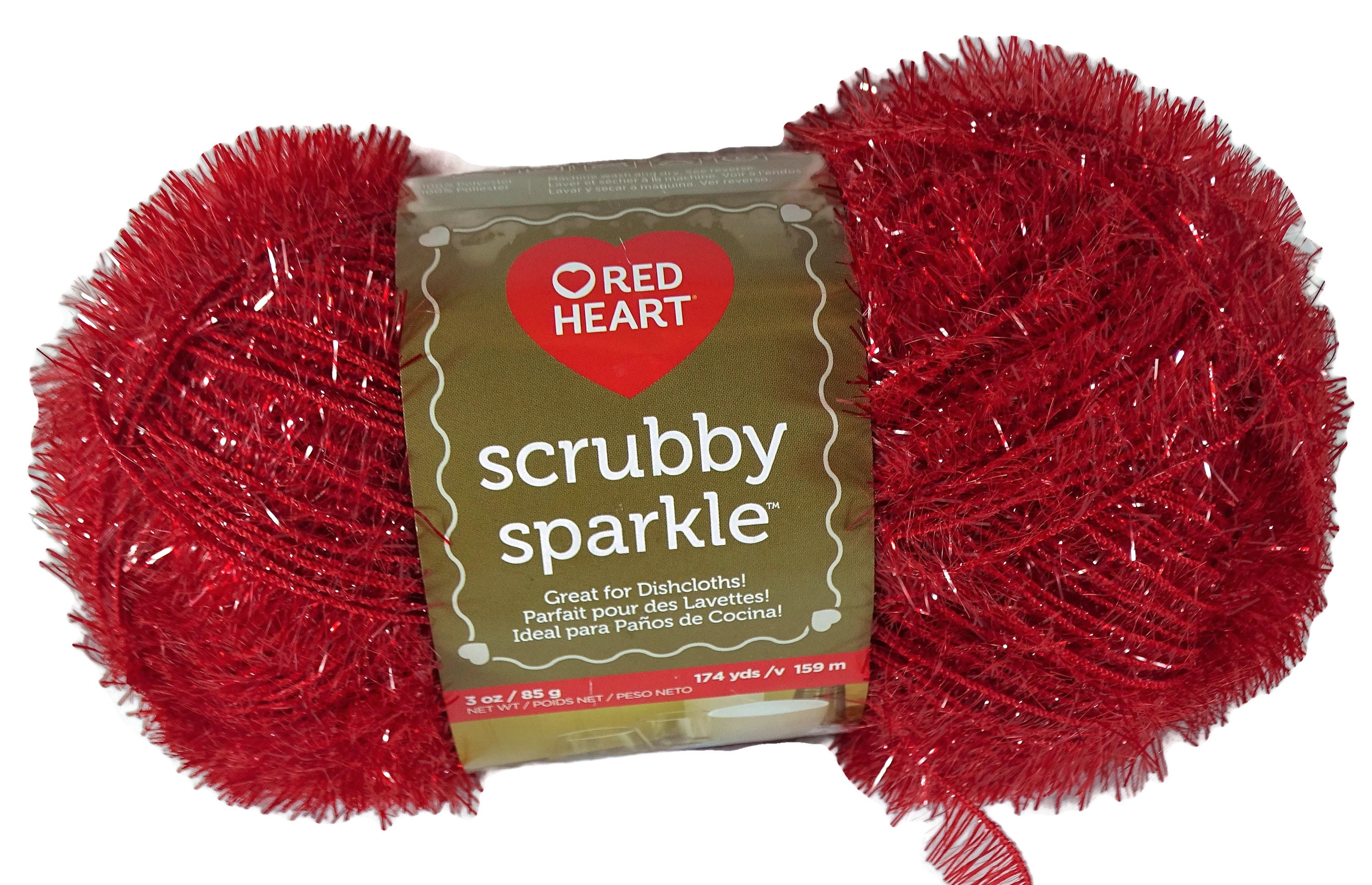Red Heart Scrubby Sparkle Yarn Strawberry Red - Etsy