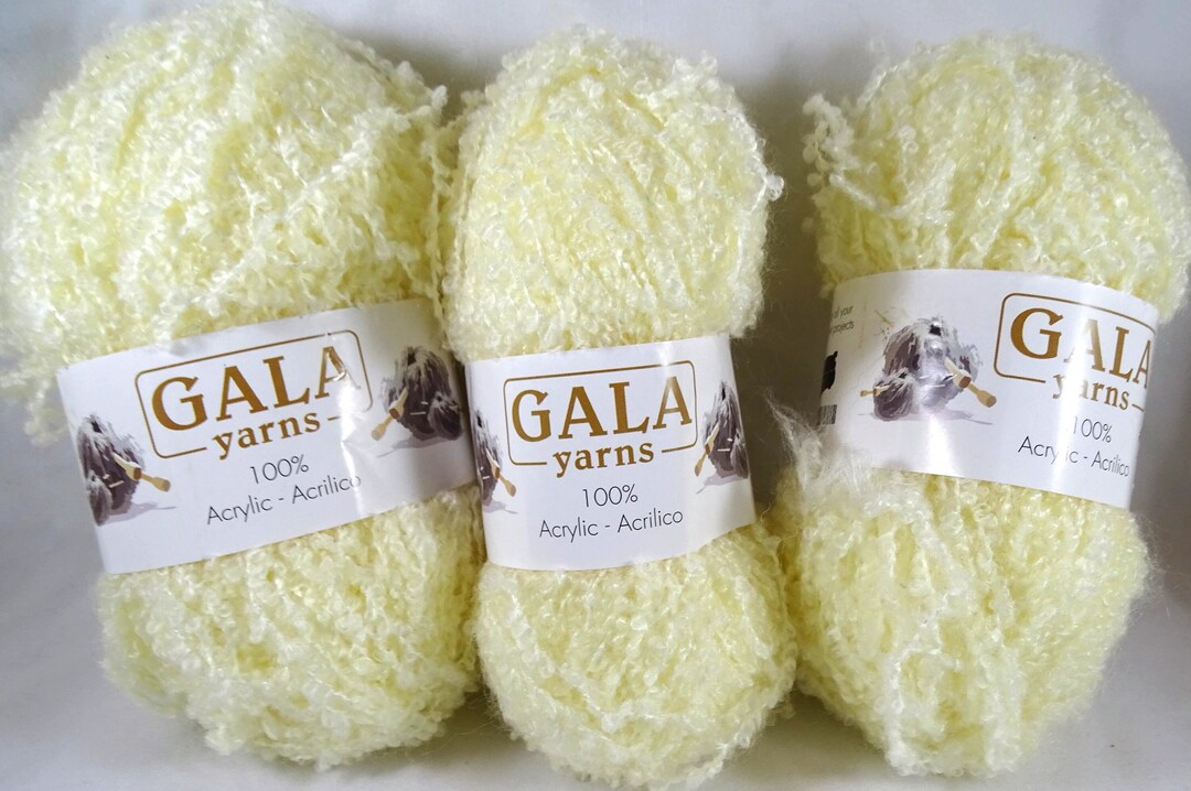 Gala Yarns Acrylic Yarn Boucle Lot of 3 Partial Skeins Manilla Knitting ...