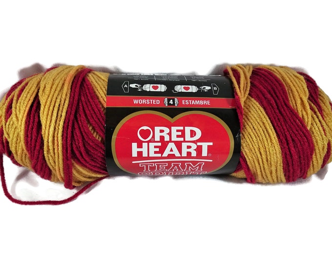 Red Heart Yarn Team Spirit Burgundy Red Gold Variegated - Etsy