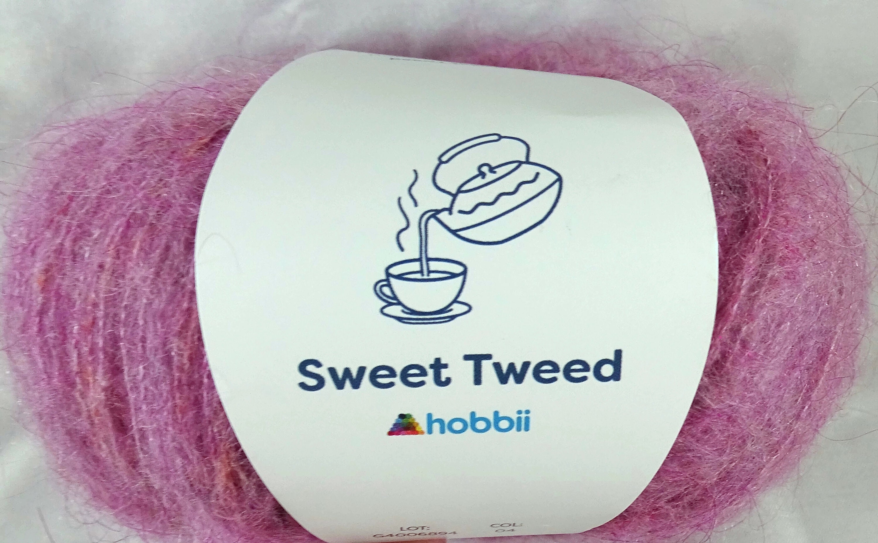 Hobbii Yarn Sweet Tweed Light Pink Knitting Crochet Craft Mohair Blend ...