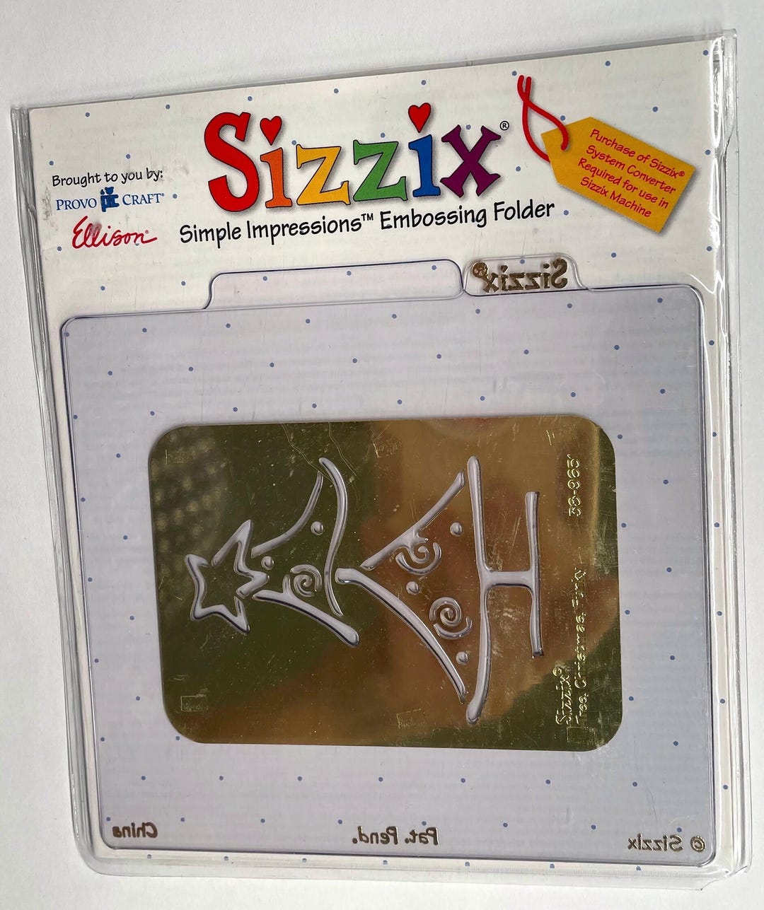 Sizzix Simple Impressions Embossing Folder Tree Christmas Funky 38-9651 ...