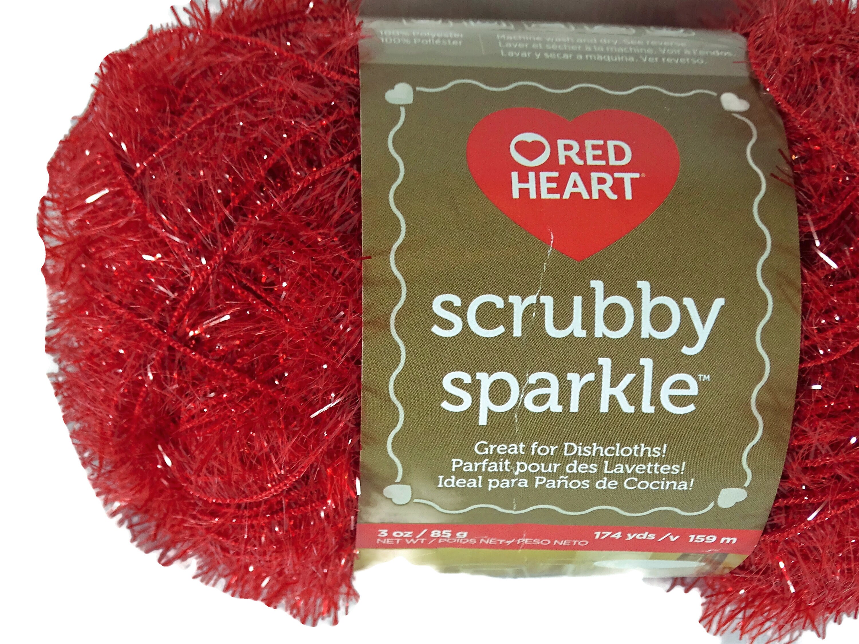 Red Heart Scrubby Sparkle Yarn Strawberry Red - Etsy
