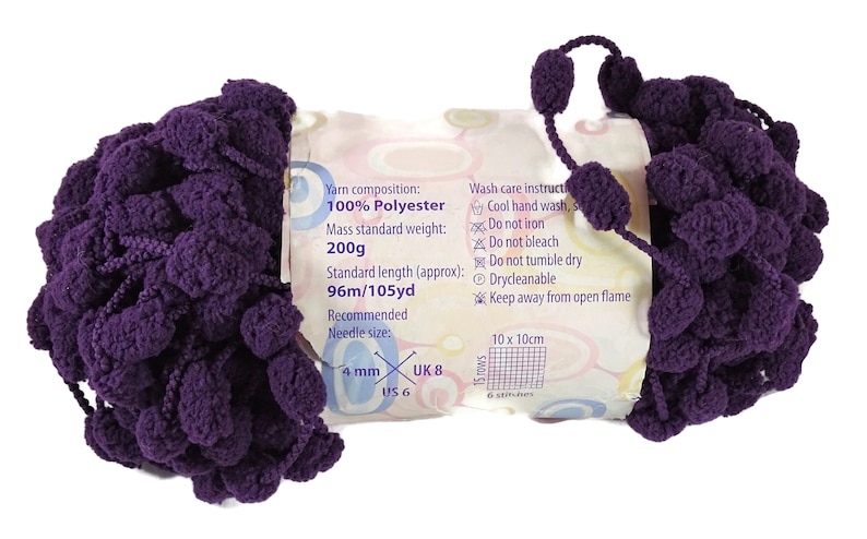 Palette Fuzzy Fluff Yarn Purple Pom Pom PARTIAL SKEIN - Etsy