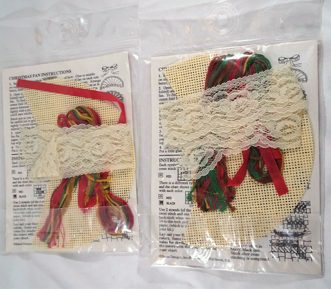 Banar Designs Counted Cross Stitch Christmas Fans Perforated - Etsy