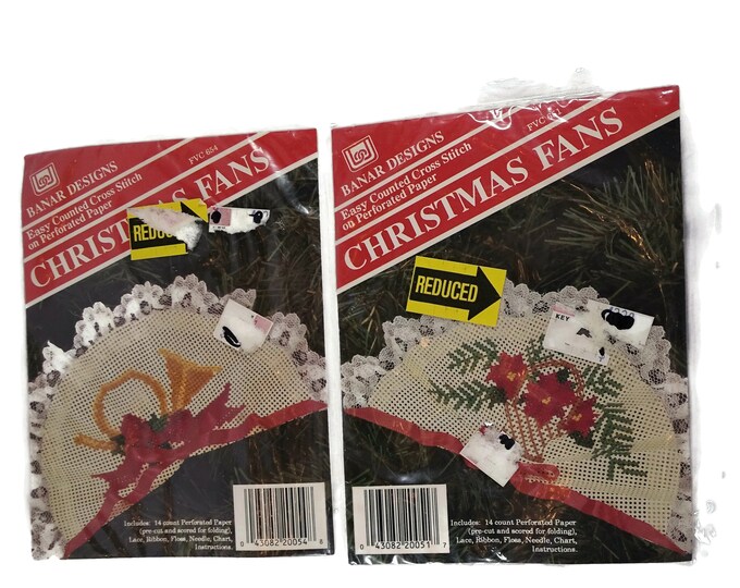 Christmas Fans Banar Designs Counted Cross Stitch Perforated Paper Lot ...