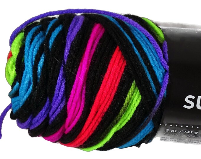 Red Heart Yarn Super Saver Neon Stripes Knitting Crochet Craft PARTIAL ...