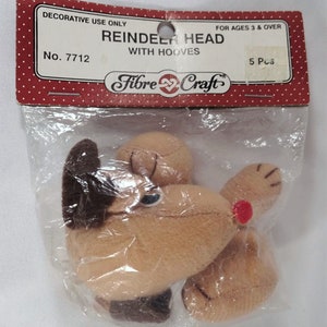 Fibre Craft Reindeer Head and Hooves Christmas Rudolph the Red Nosed ...