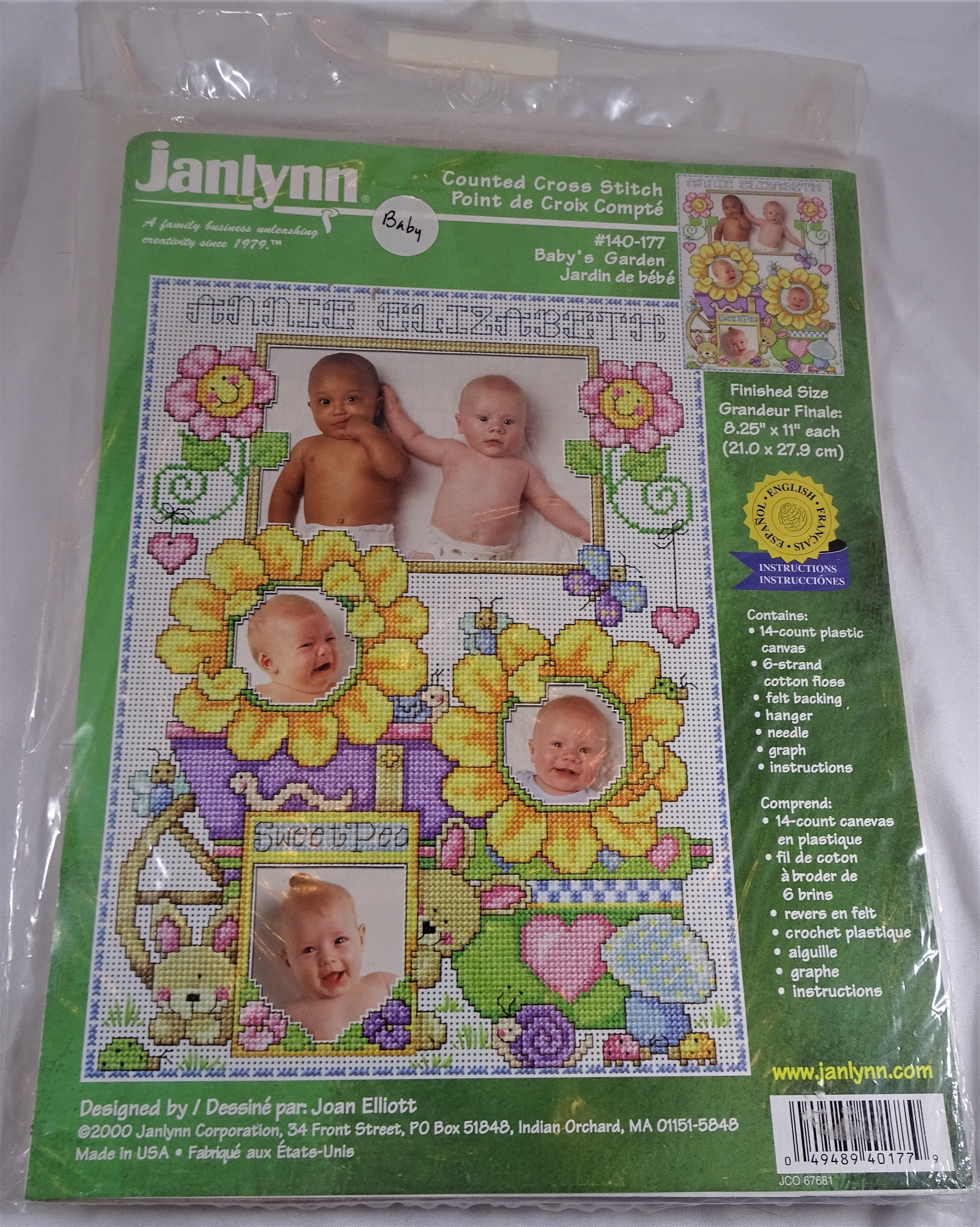 Janlynn Counted Cross Stitch Kit Baby's Garden Plastic Canvas Flowers ...