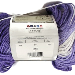 Lion Brand Yarn Ice Cream Grape Partial Skein Knitting Crochet Craft - Etsy