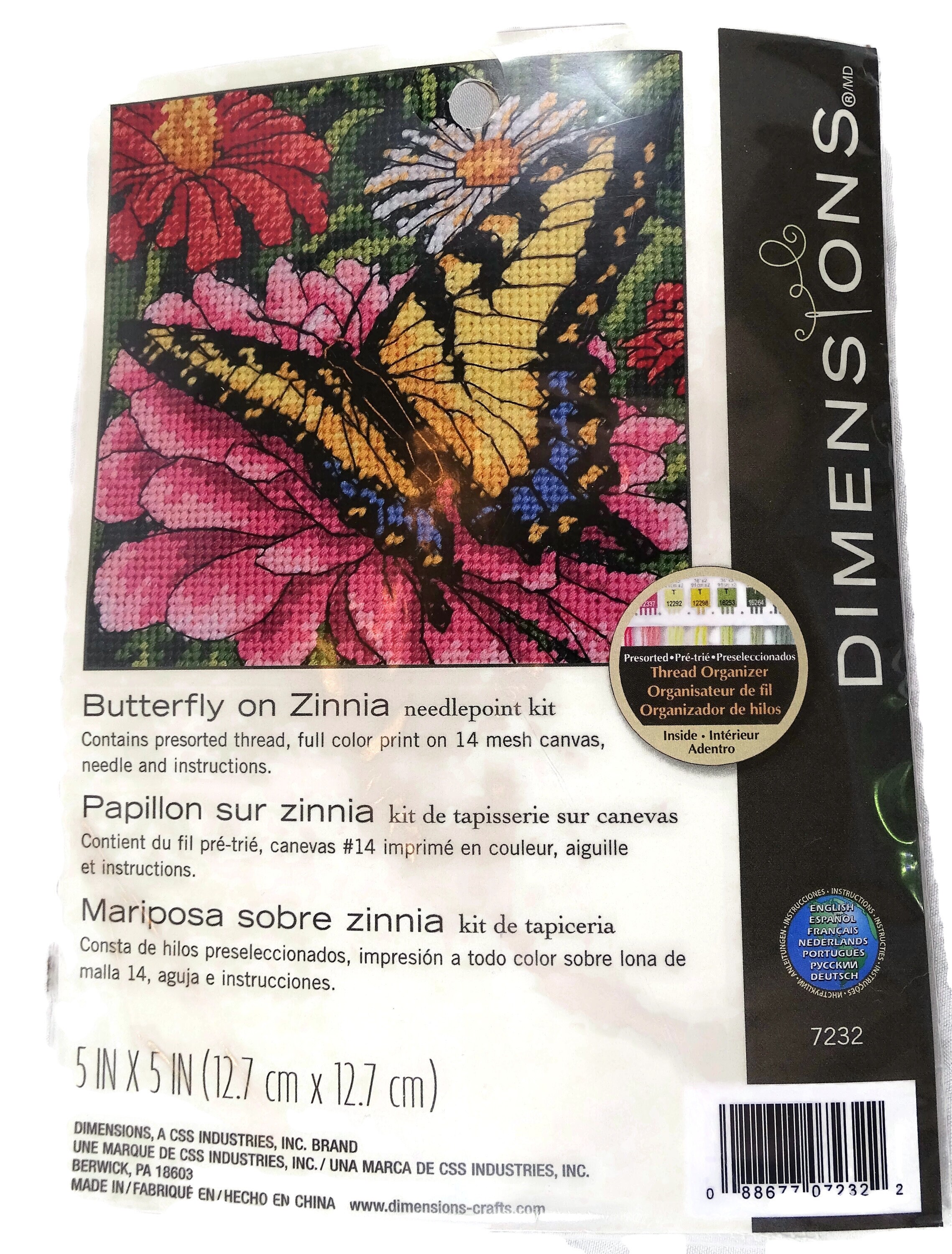 Dimensions Needlepoint Kit Butterfly on Zinnia SEALED - Etsy