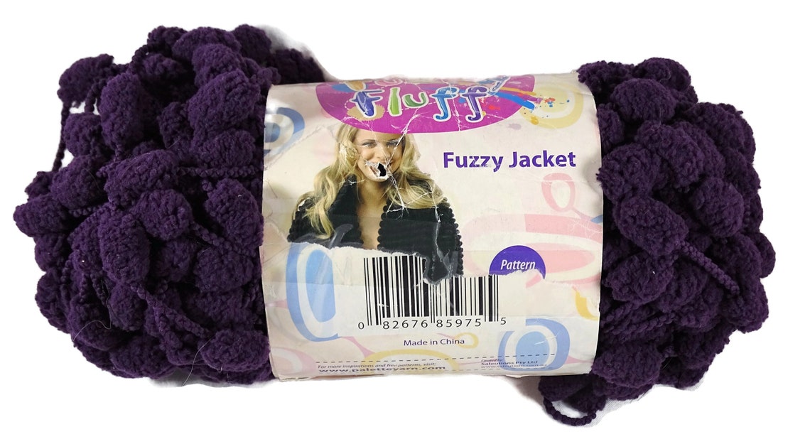 Palette Fuzzy Fluff Yarn Purple Pom Pom PARTIAL SKEIN - Etsy