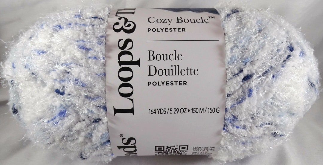 Loops and Threads Yarn Cozy Boucle Breezy Blue White - Etsy