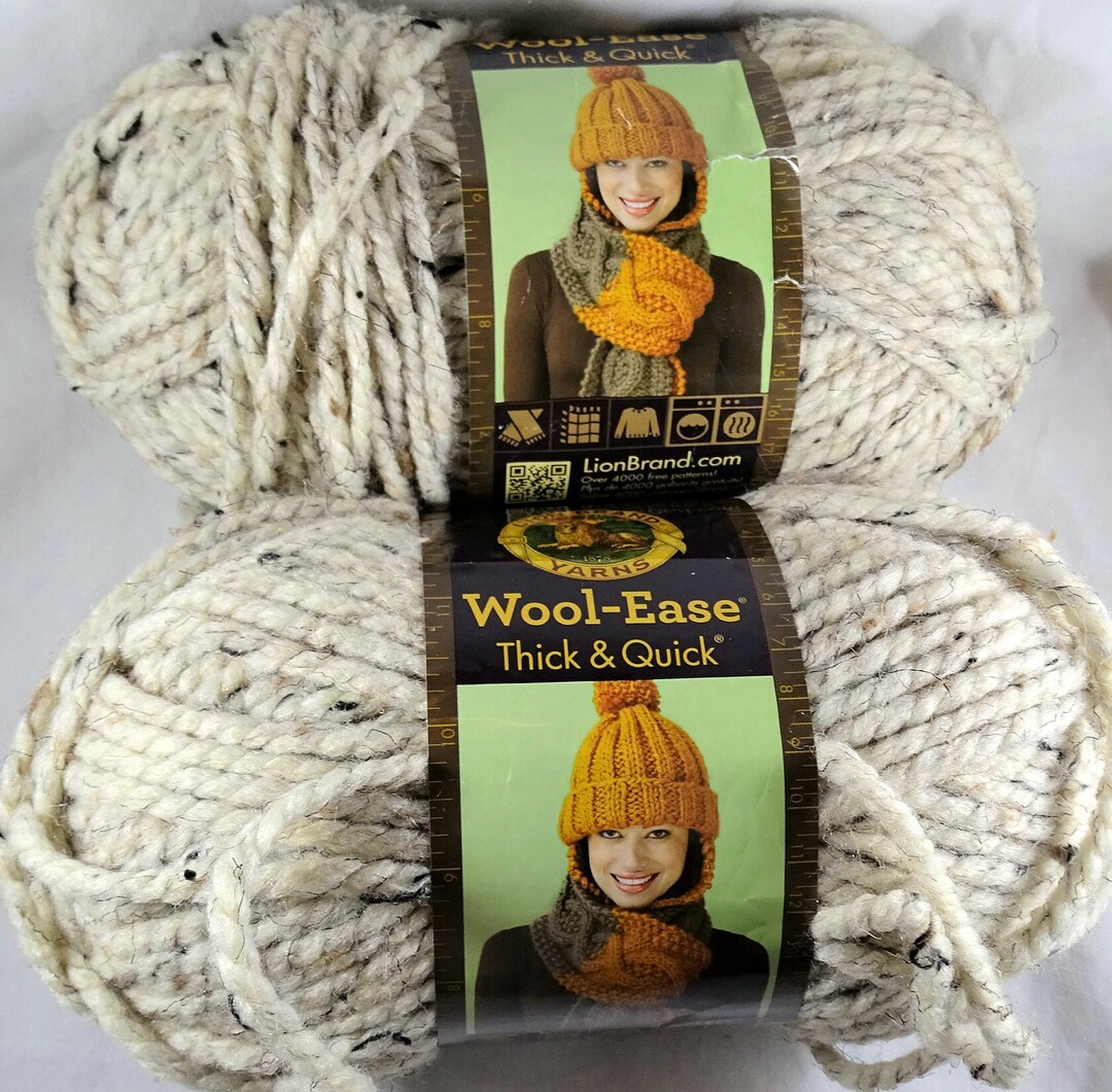 Lion Brand Yarn Wool Ease Oatmeal Lot 2 Skeins Knitting Crochet Craft ...
