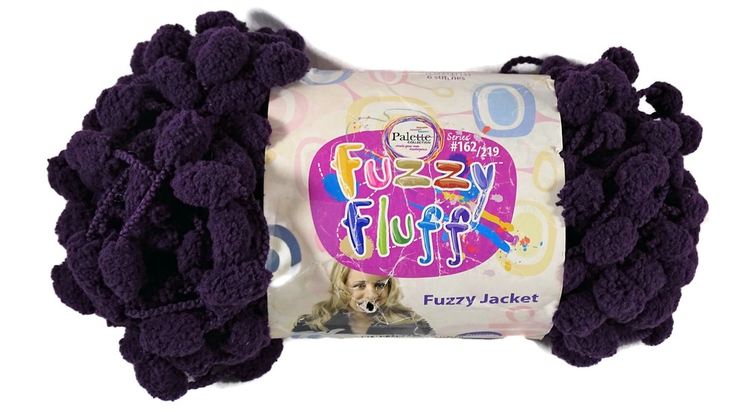 Palette Fuzzy Fluff Yarn Purple Pom Pom PARTIAL SKEIN Destash Knitting ...