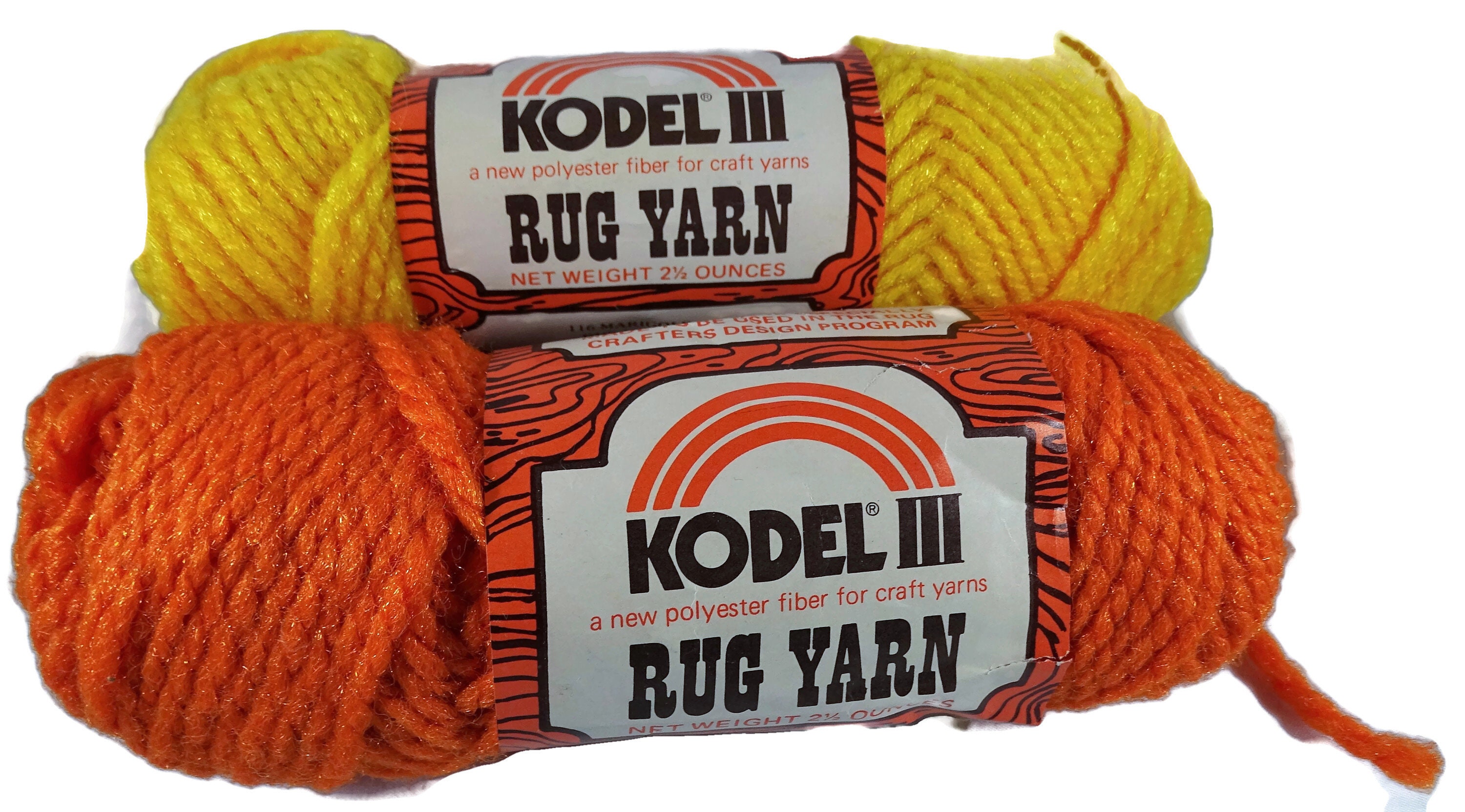 Vintage Kodel III Rug Yarn Tangerine Orange Marigold Lot of 2 Skeins ...
