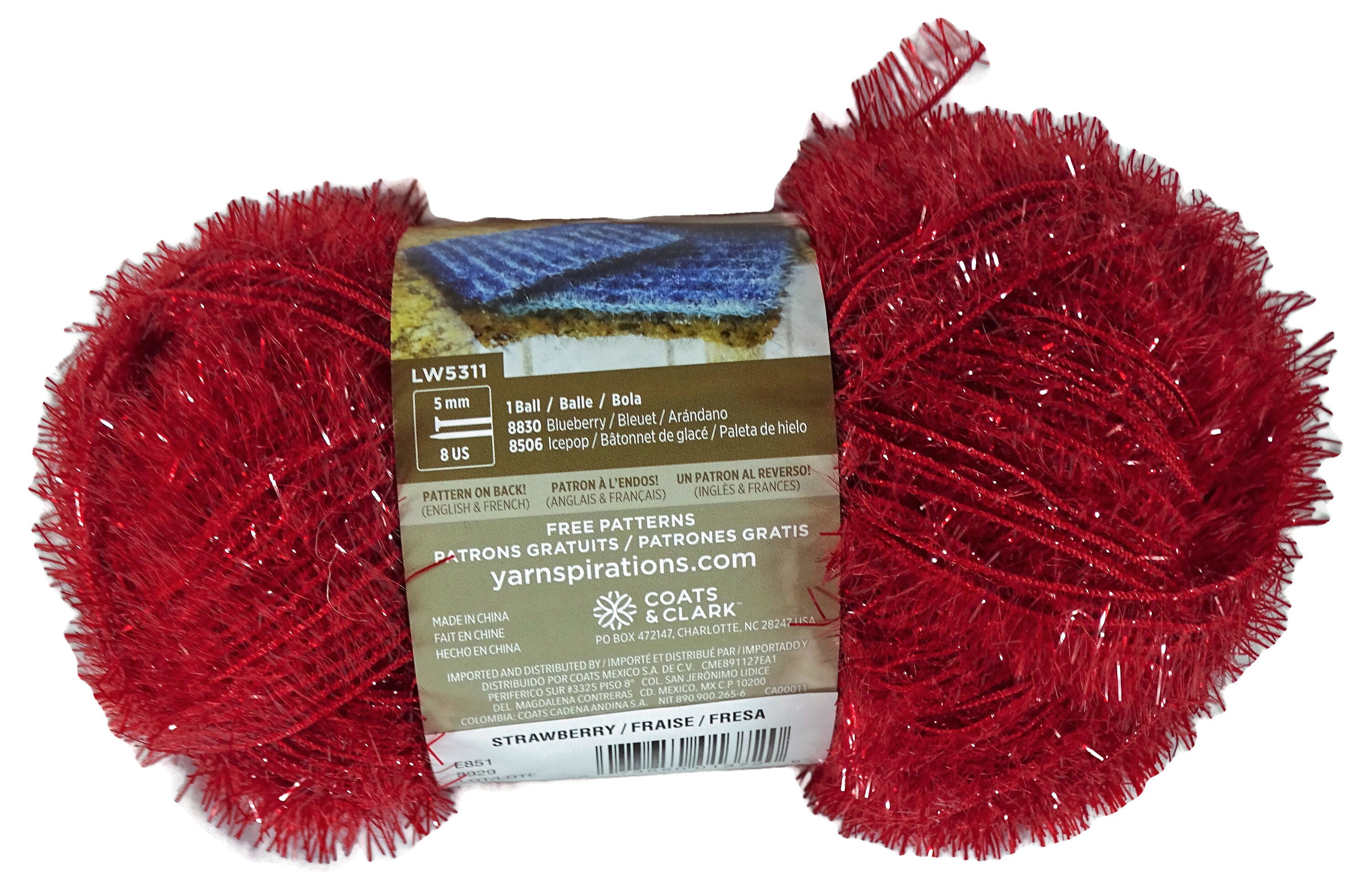 Red Heart Scrubby Sparkle Yarn Strawberry Red Knitting Crochet Craft - Etsy