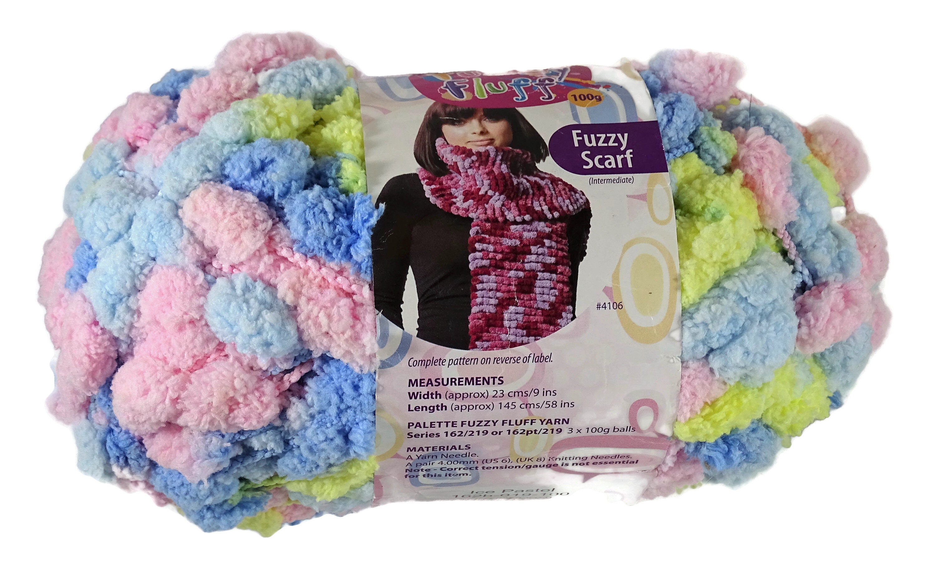 Palette Fuzzy Fluff Yarn Ice Pastel Pom Pom - Etsy