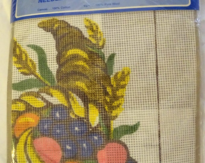 Vintage Sultana Needlepoint Kit Tinted Tapestry Cornucopia Horn of ...