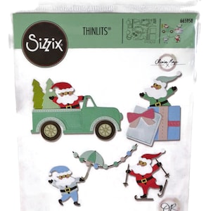 Sizzix Thinlits Dies Christmas Santa Activities Skiing 665958 SEALED Holidays - Etsy